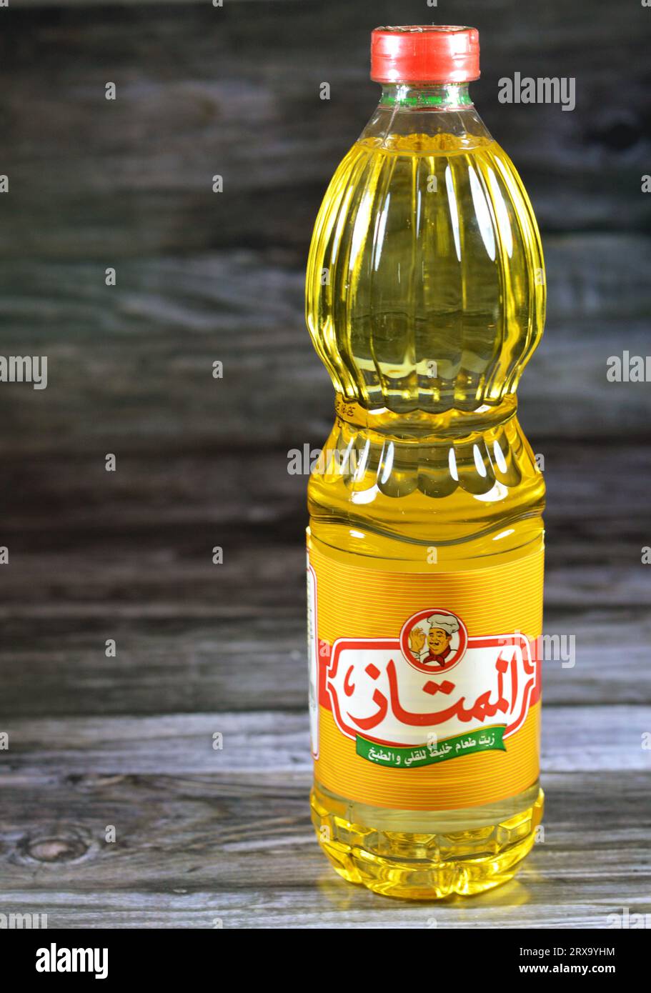 Cairo, Egypt, September11 2023: Al Momtaz Food oil that is of mixture ...