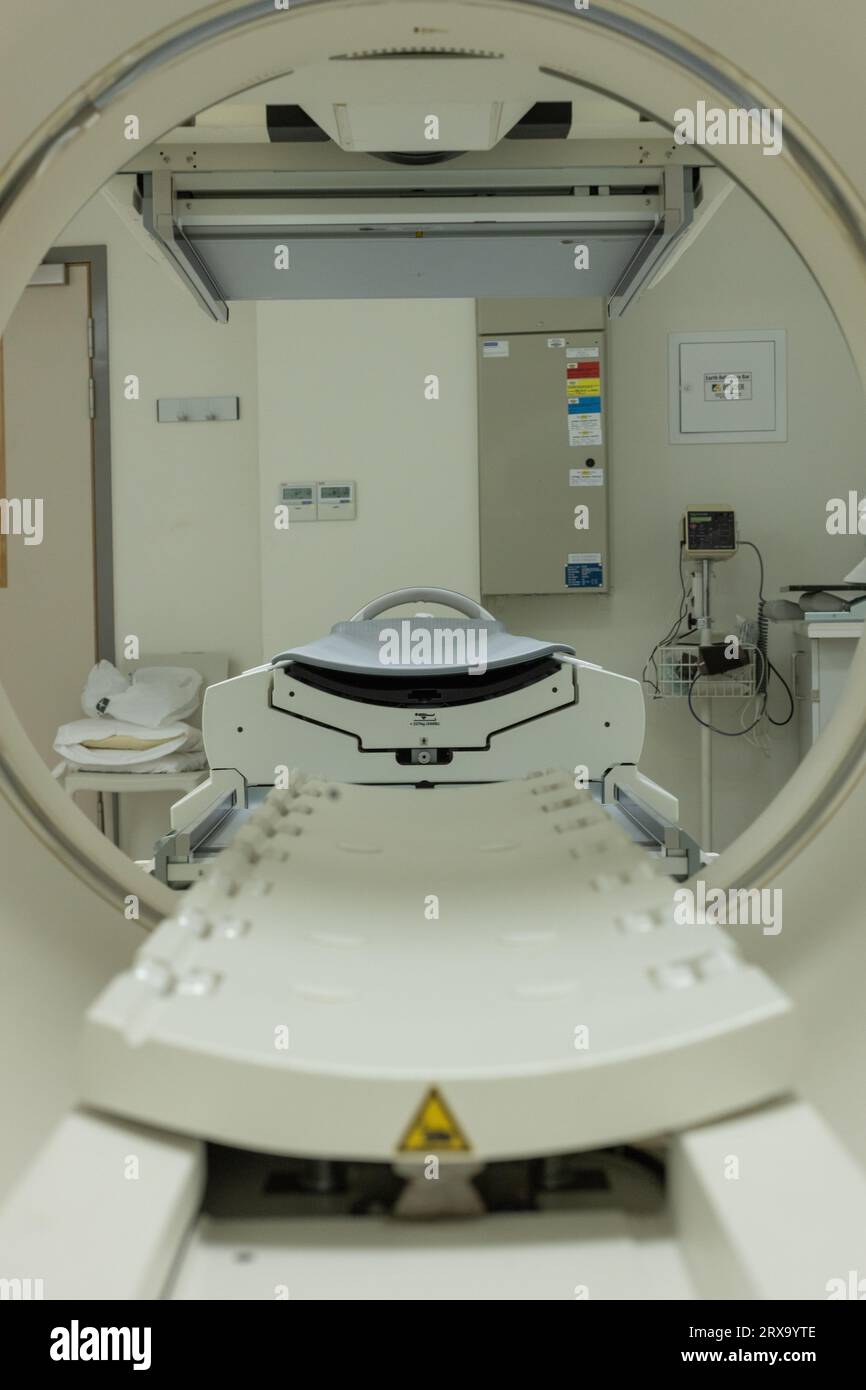 Nuclear medicine. Medical equipment in the hospital. Body examination ...