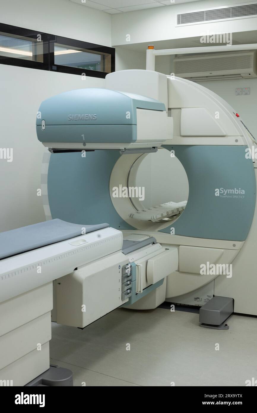 Nuclear medicine. Medical equipment in the hospital. Body examination ...
