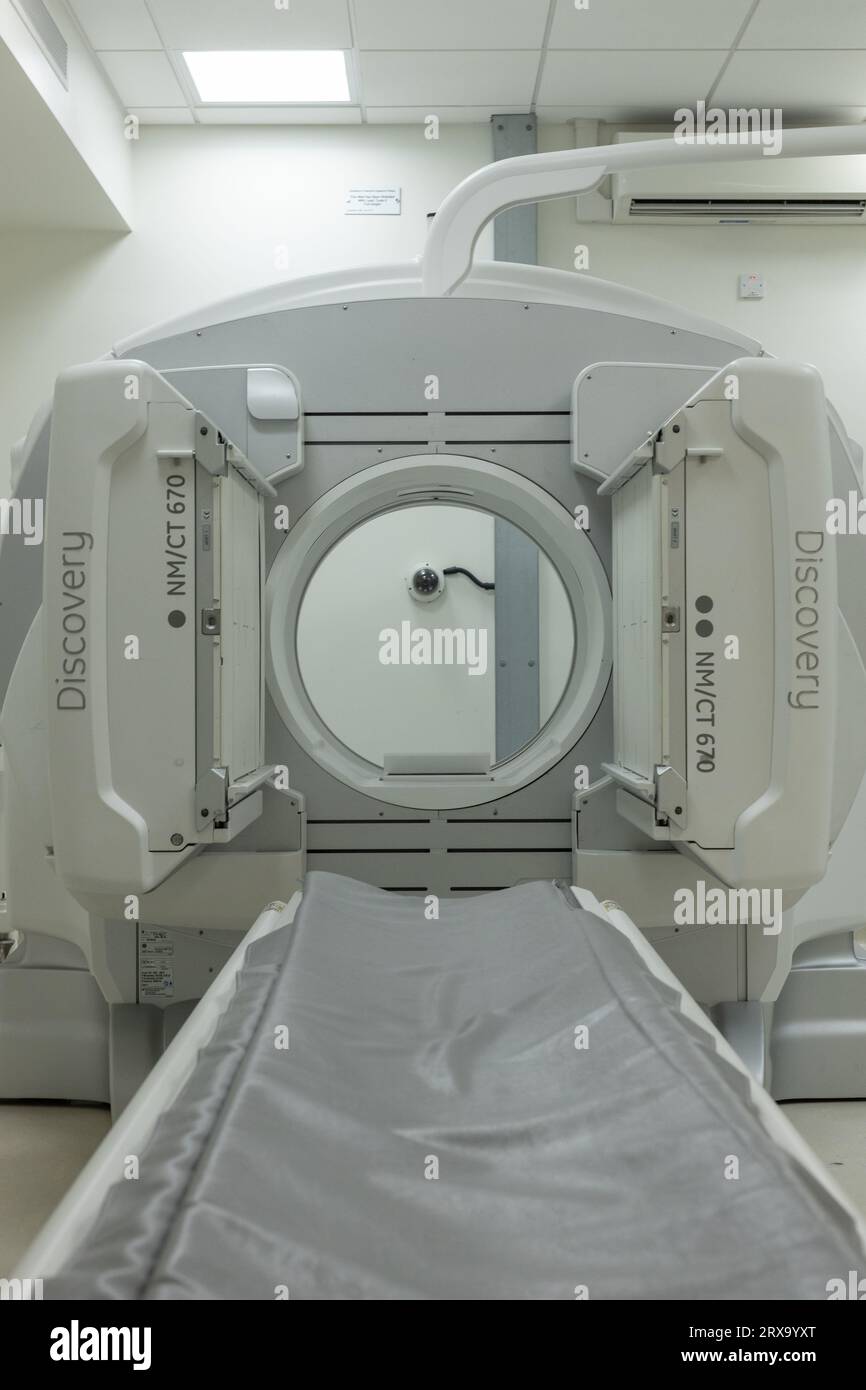 Nuclear medicine. Medical equipment in the hospital. Body examination ...