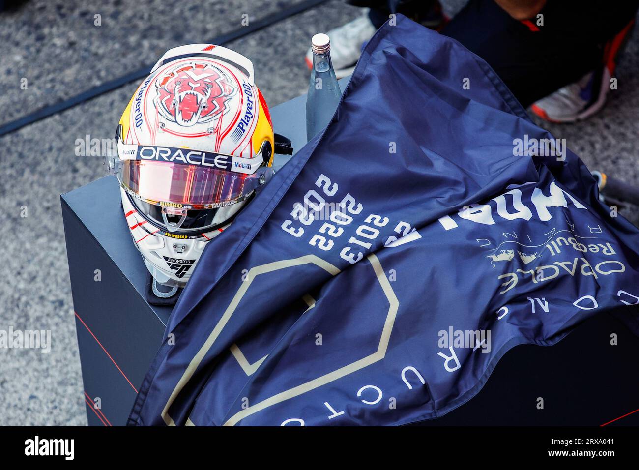 Suzuka, Japan. 24th Sep, 2023. Helmet of #1 Max Verstappen (NLD, Oracle ...