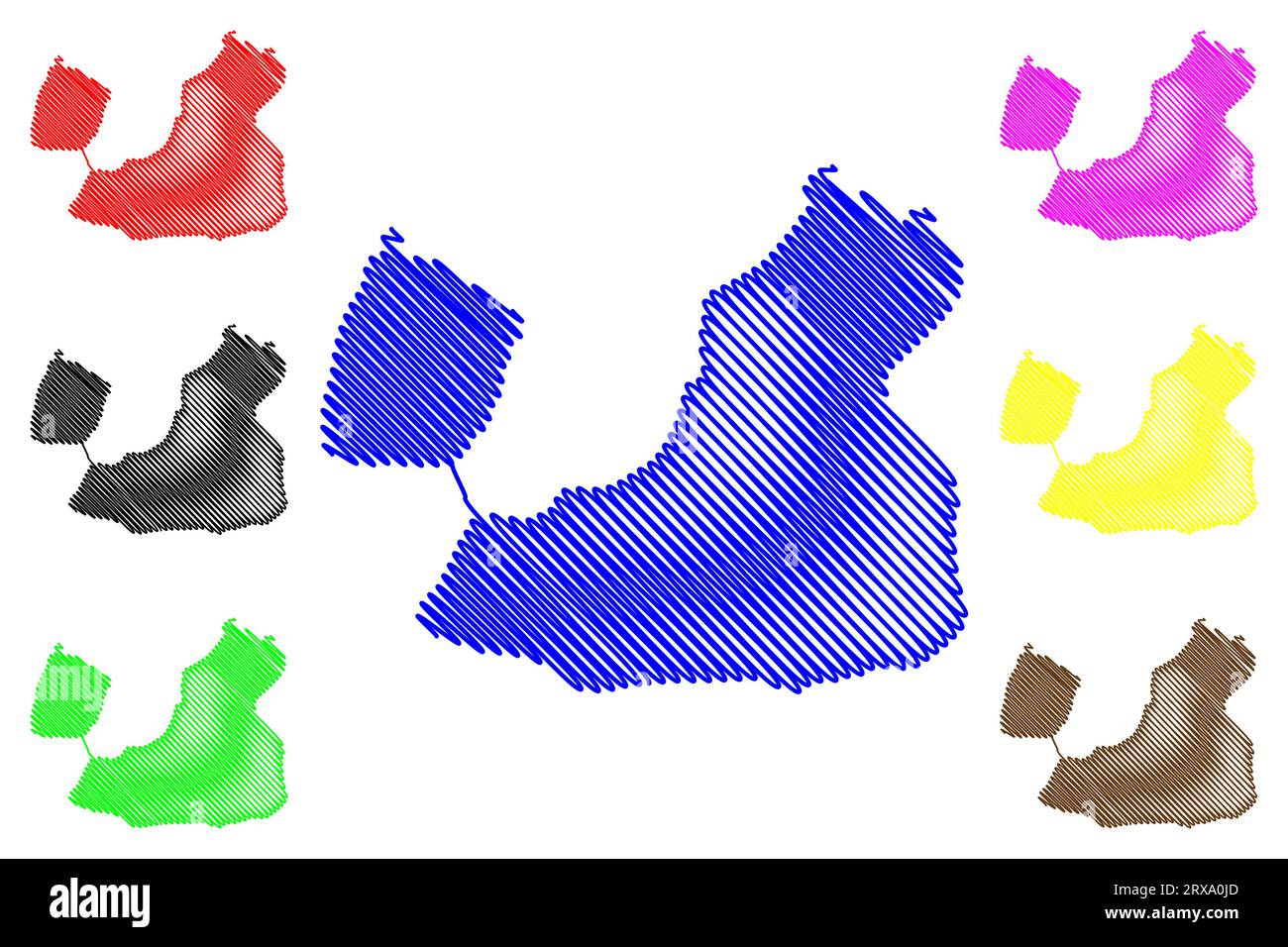 Lake Estanys de Baiau and Alins (Kingdom of Spain) map vector illustration, scribble sketch map ...