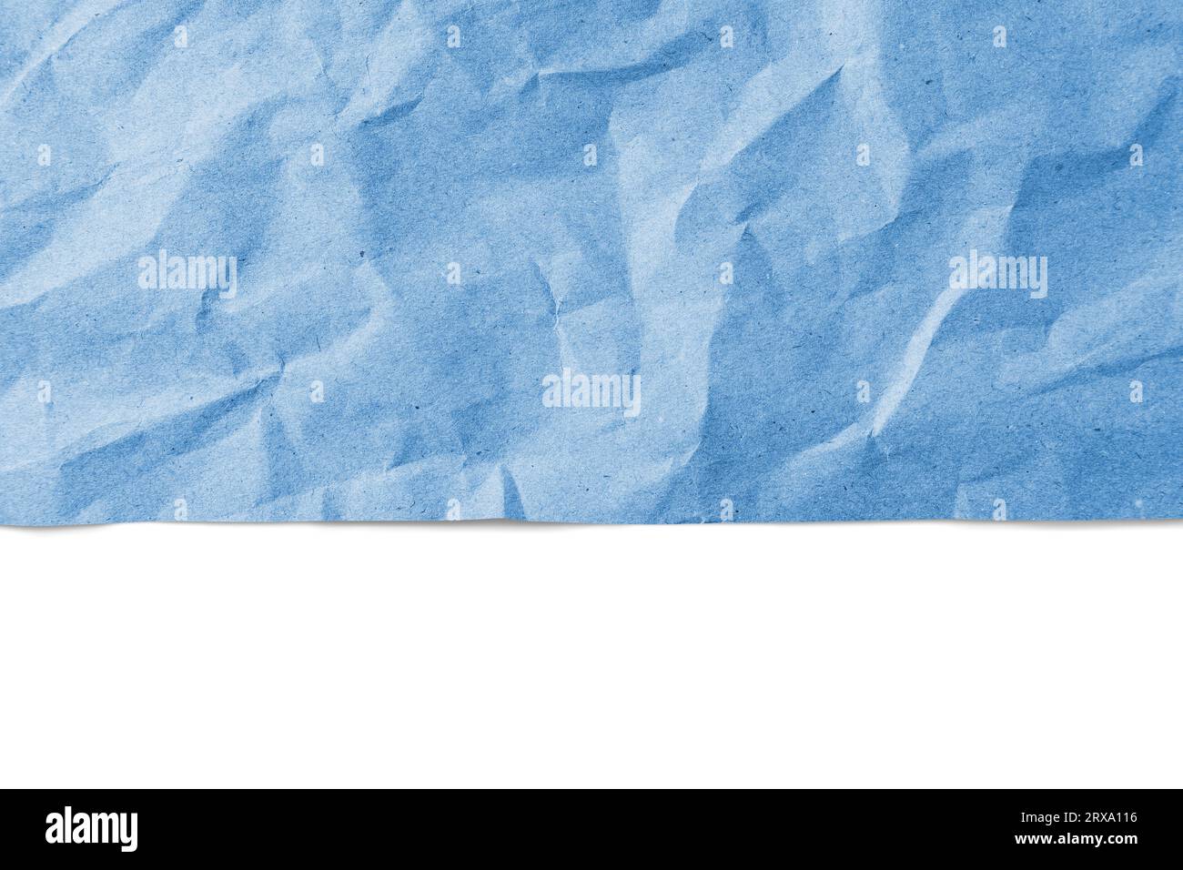 Recycled crumpled blue paper texture with edge, border isolated on ...