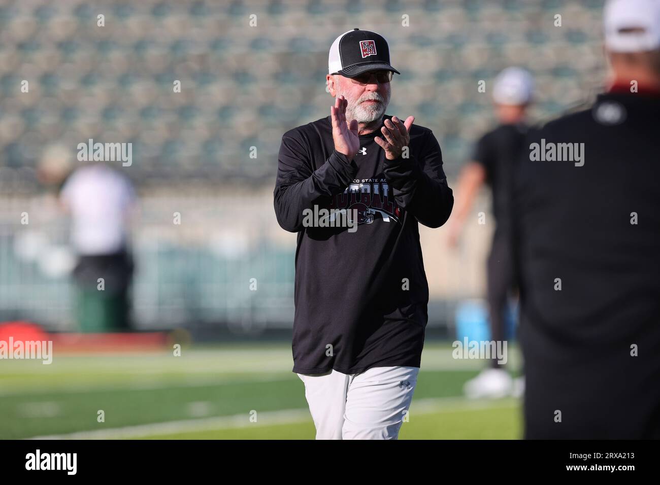 New Mexico State head coach Jerry Kill is seen on the field before the ...
