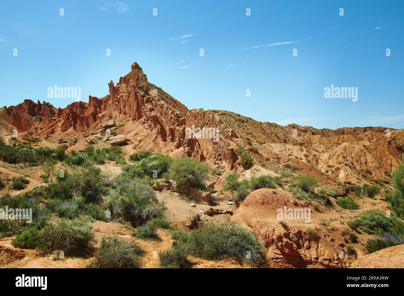 Fairy Tale Canyon, rock formations on the Issyk-Kul lake. Kyrgyzstan ...