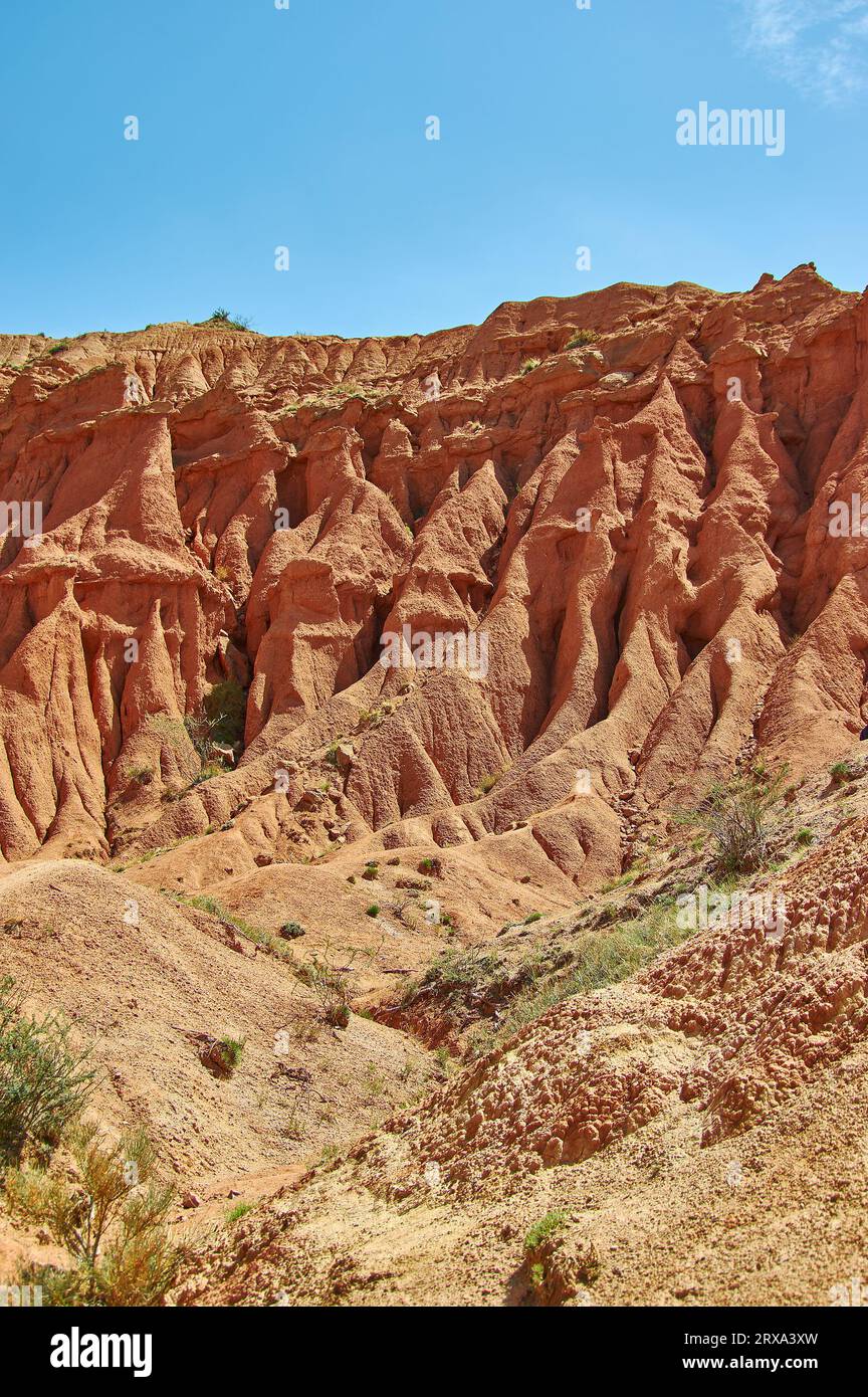 Fairy Tale Canyon, rock formations on the Issyk-Kul lake. Kyrgyzstan ...