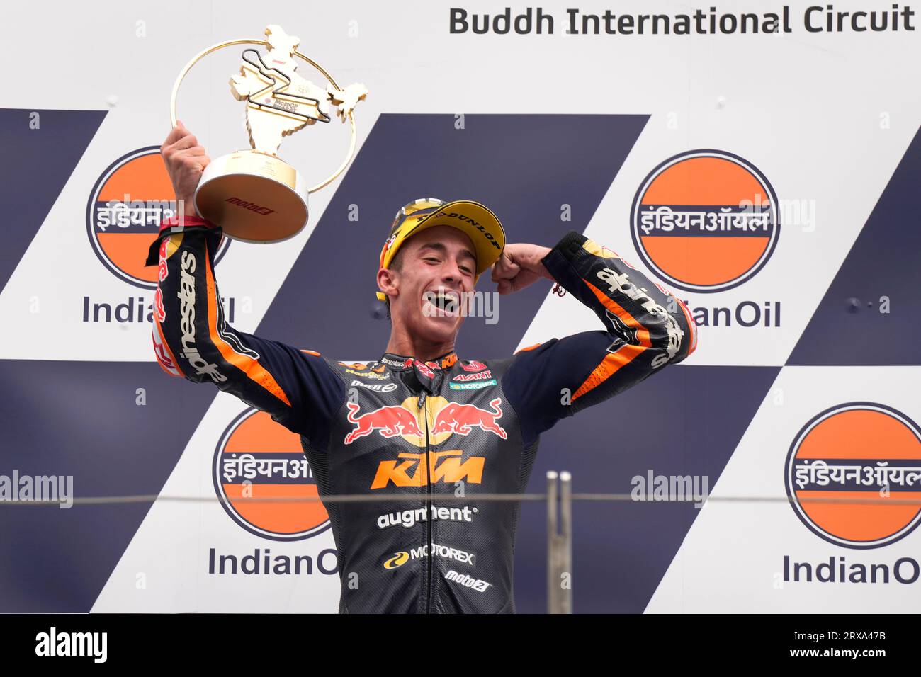 Red Bull KTM Ajo team Spanish rider Pedro Acosta celebrates after ...