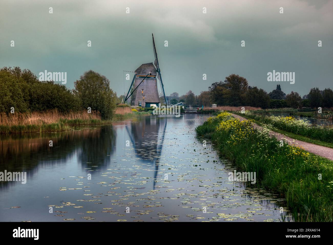 Polder Windmill in South Holland, Netherlands Stock Photo - Alamy