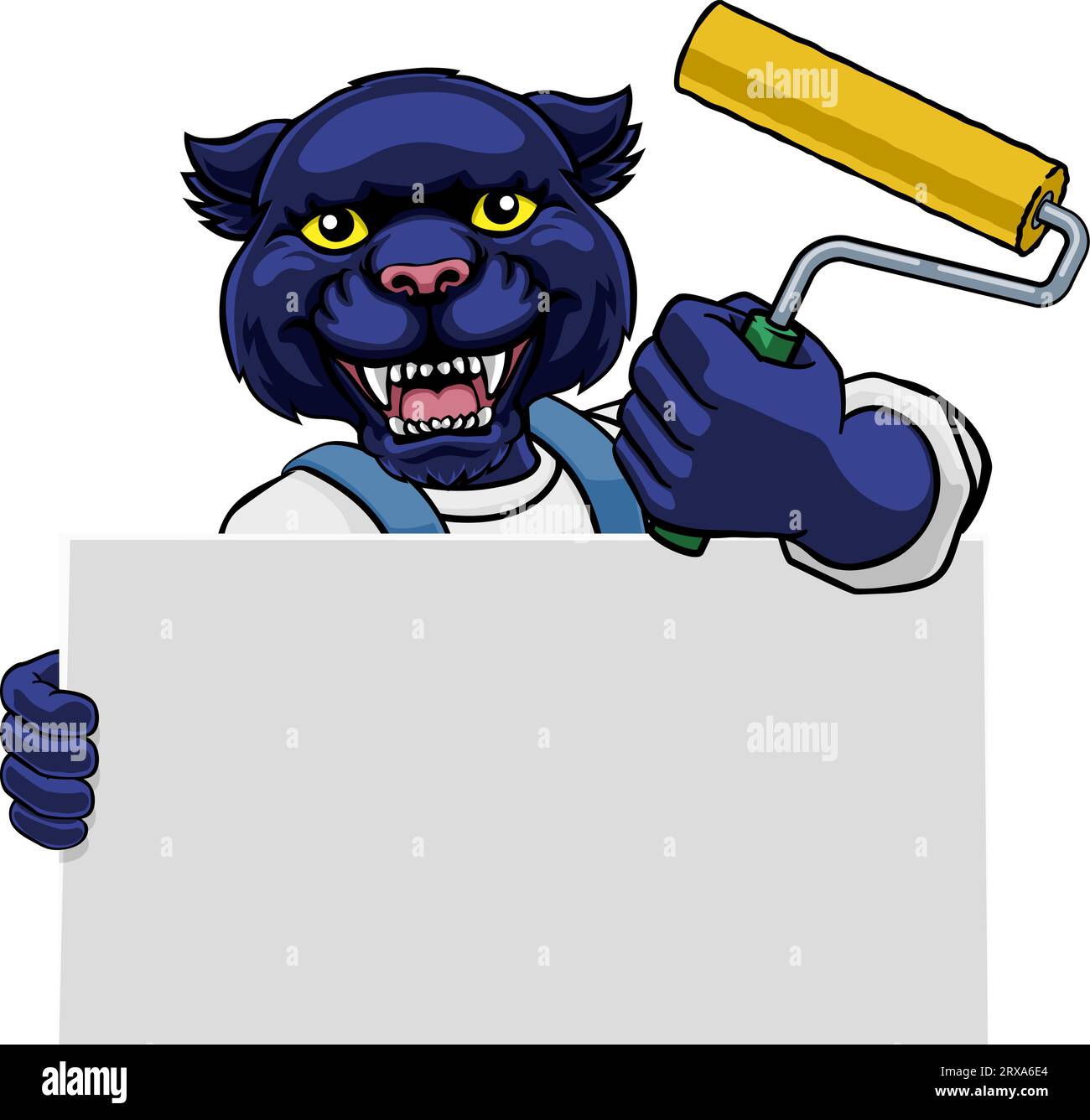 Panther Painter Decorator Paint Roller Mascot Man Stock Vector Image & Art - Alamy