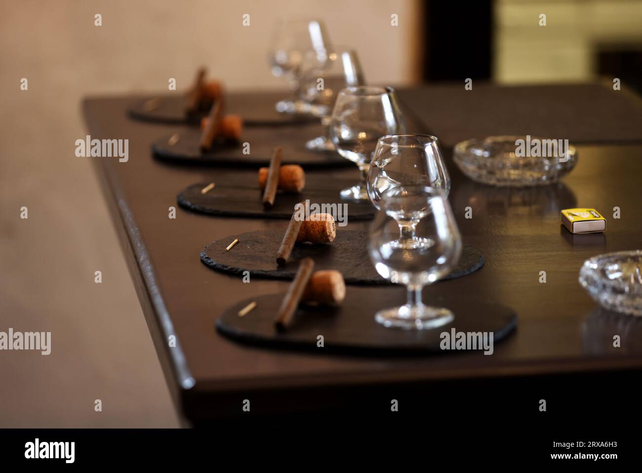 Cigars ready for a whisky and cigar tasting in Kent, UK Stock Photo - Alamy