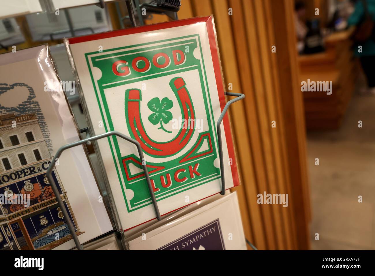 A Good Luck card pictured in a rack in a shop in Chichester, West ...