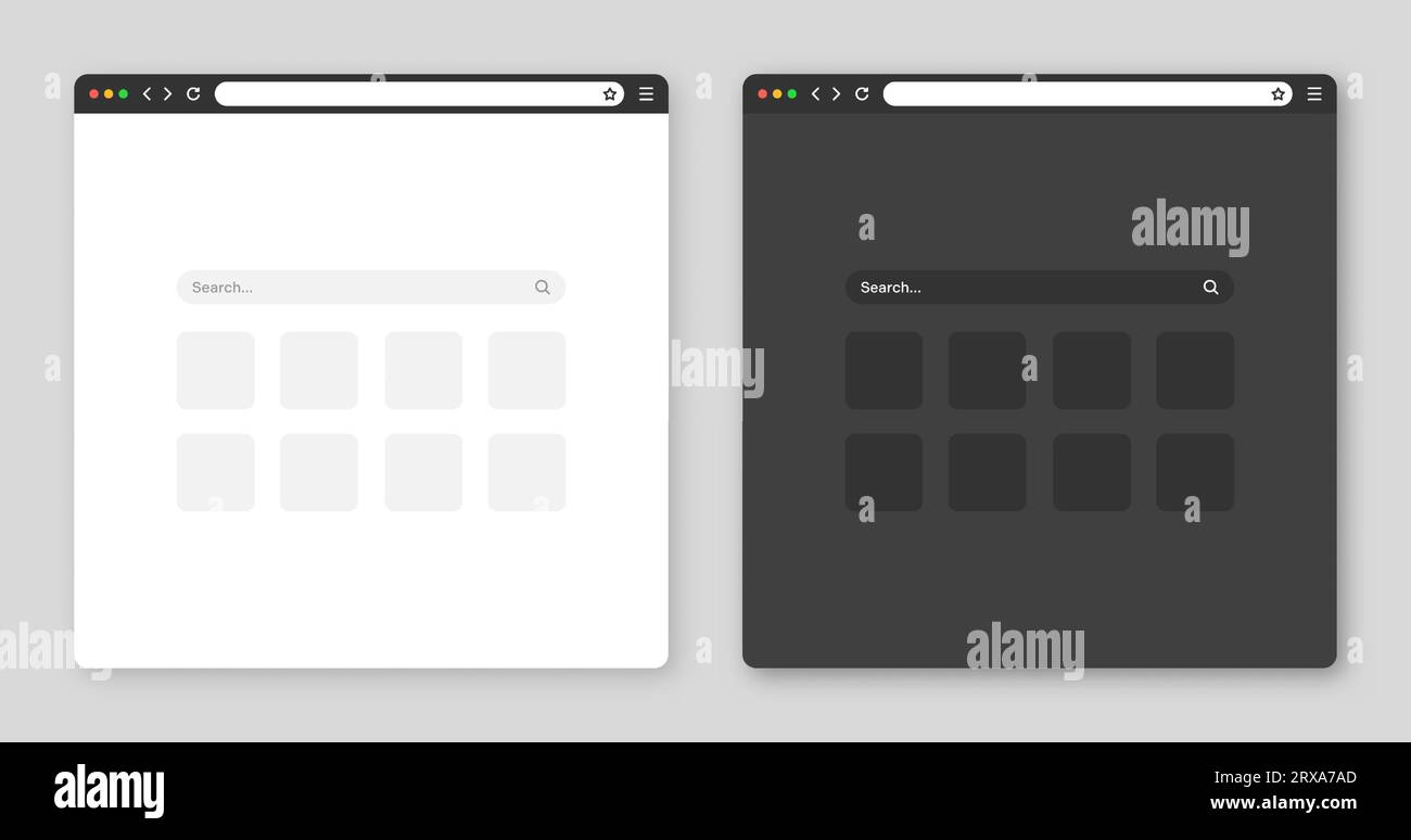 Blank web browser window with toolbar and search field. Modern website ...