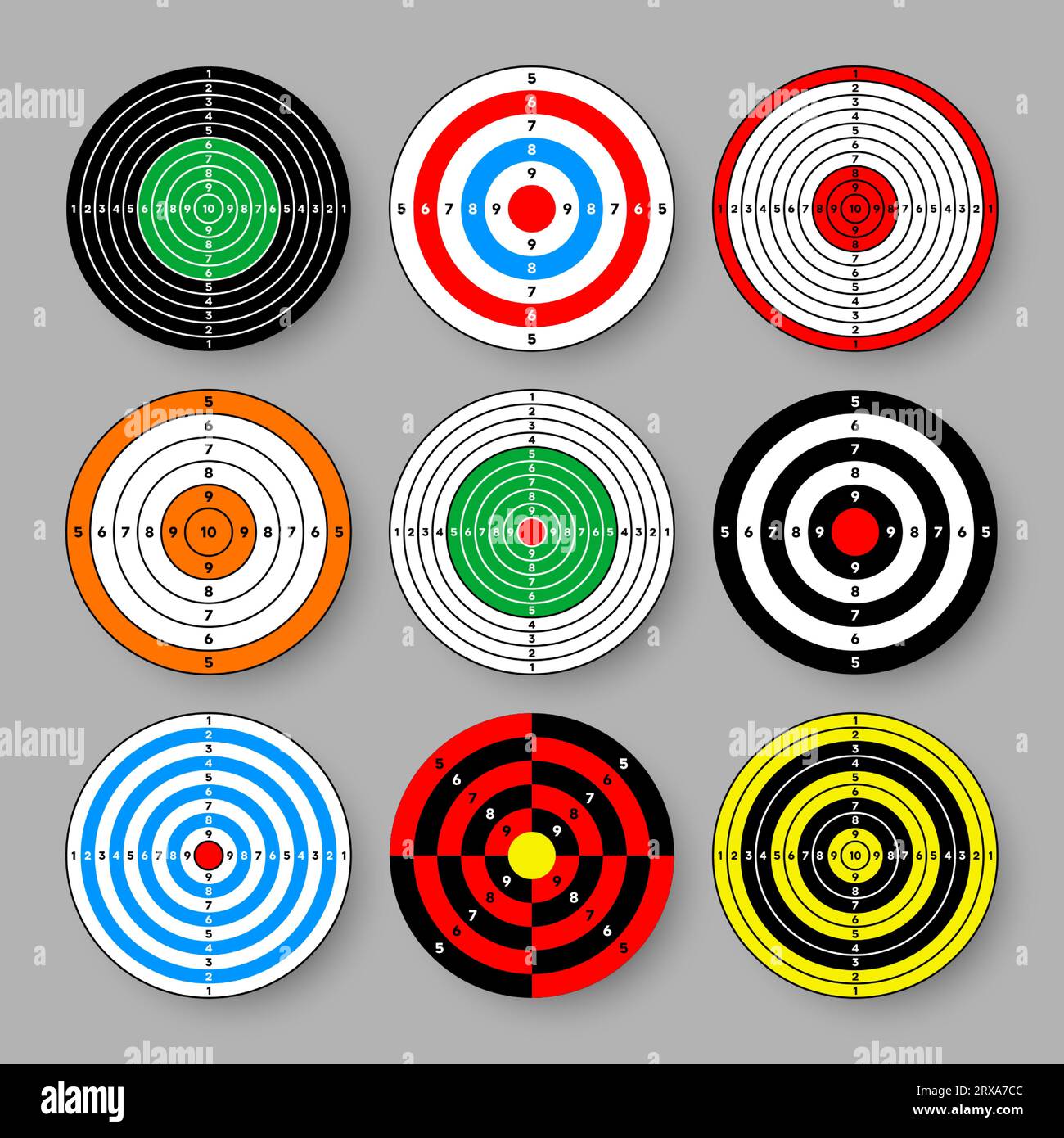 Shooting range paper targets. Round target with divisions, marks and ...
