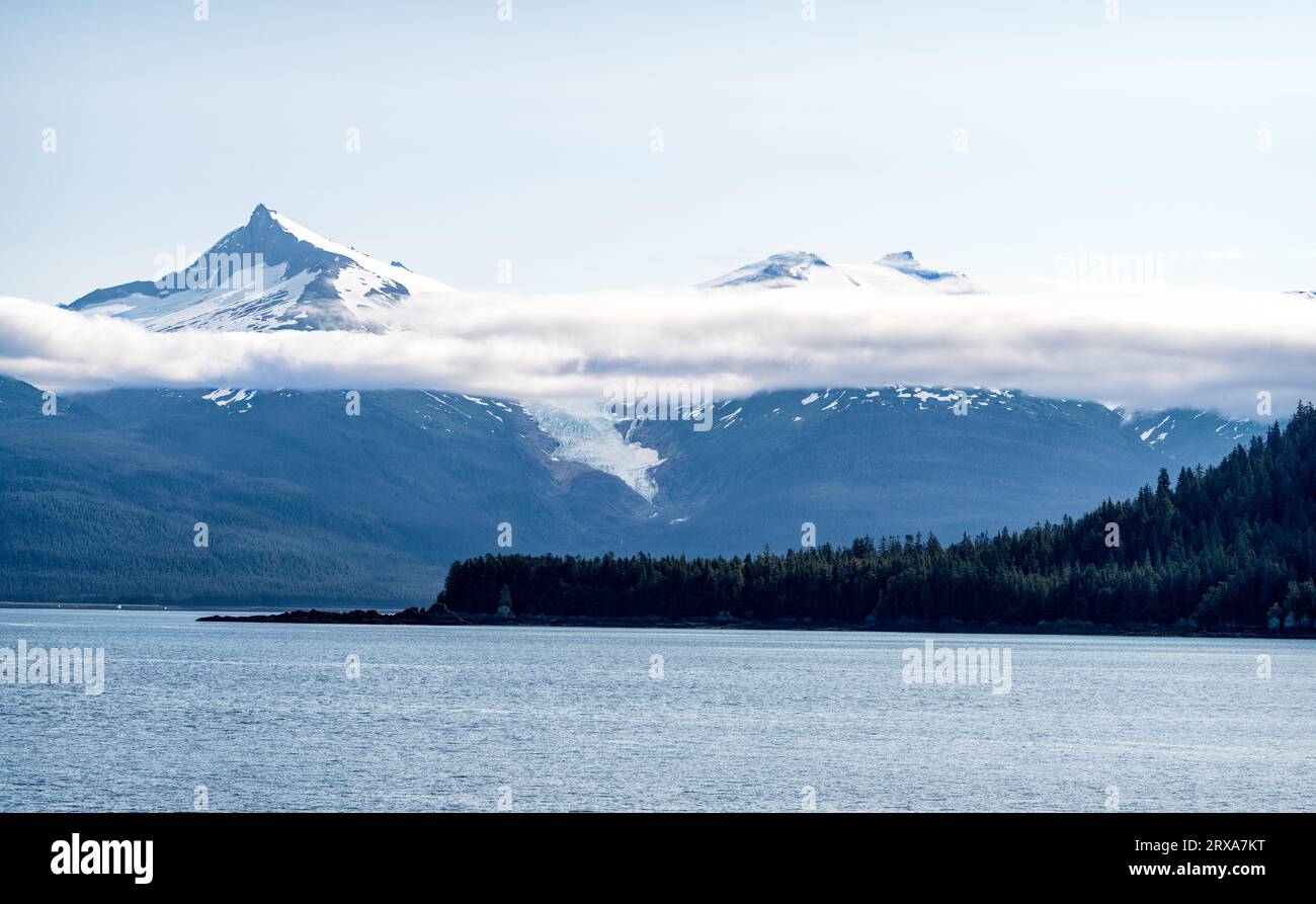 View of Sumdum Mountain and the hanging glacier, Sumdum Glacier, seen ...