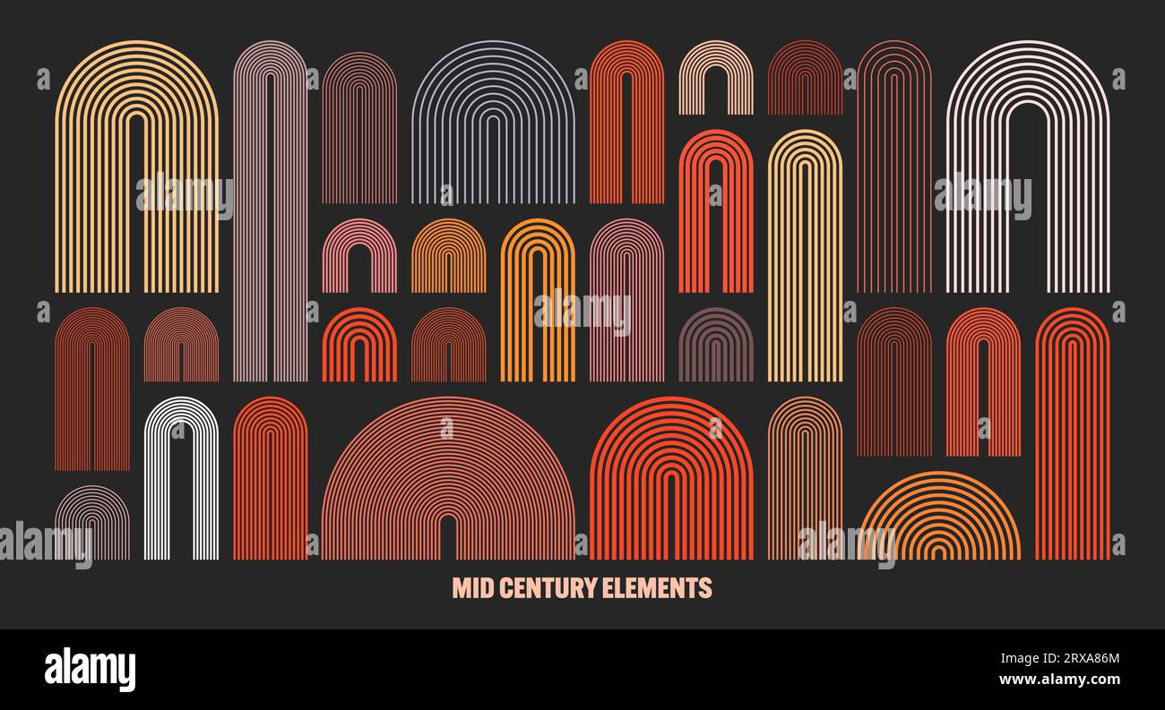 Mid century arch elements, modern geometric shapes. Contemporary design ...