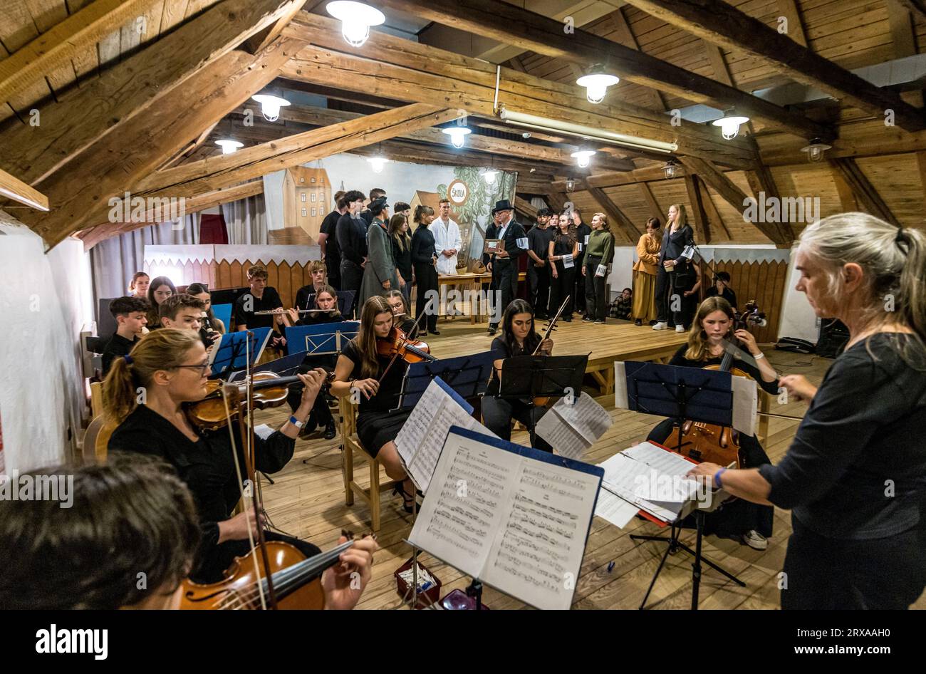 Terezin, Czech Republic. 23rd Sep, 2023. Students of a grammar school ...