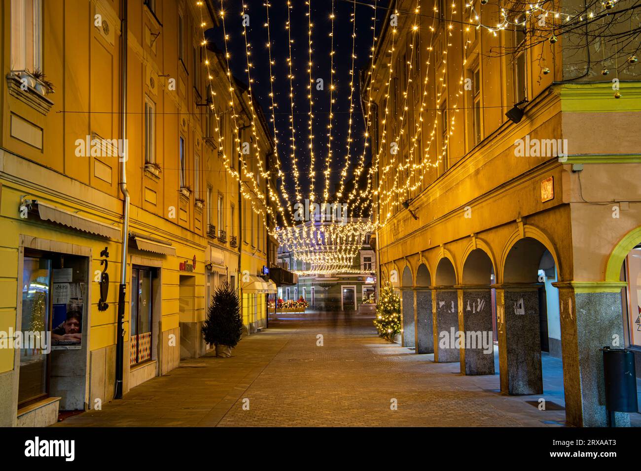Christmas Celje by night Stock Photo - Alamy