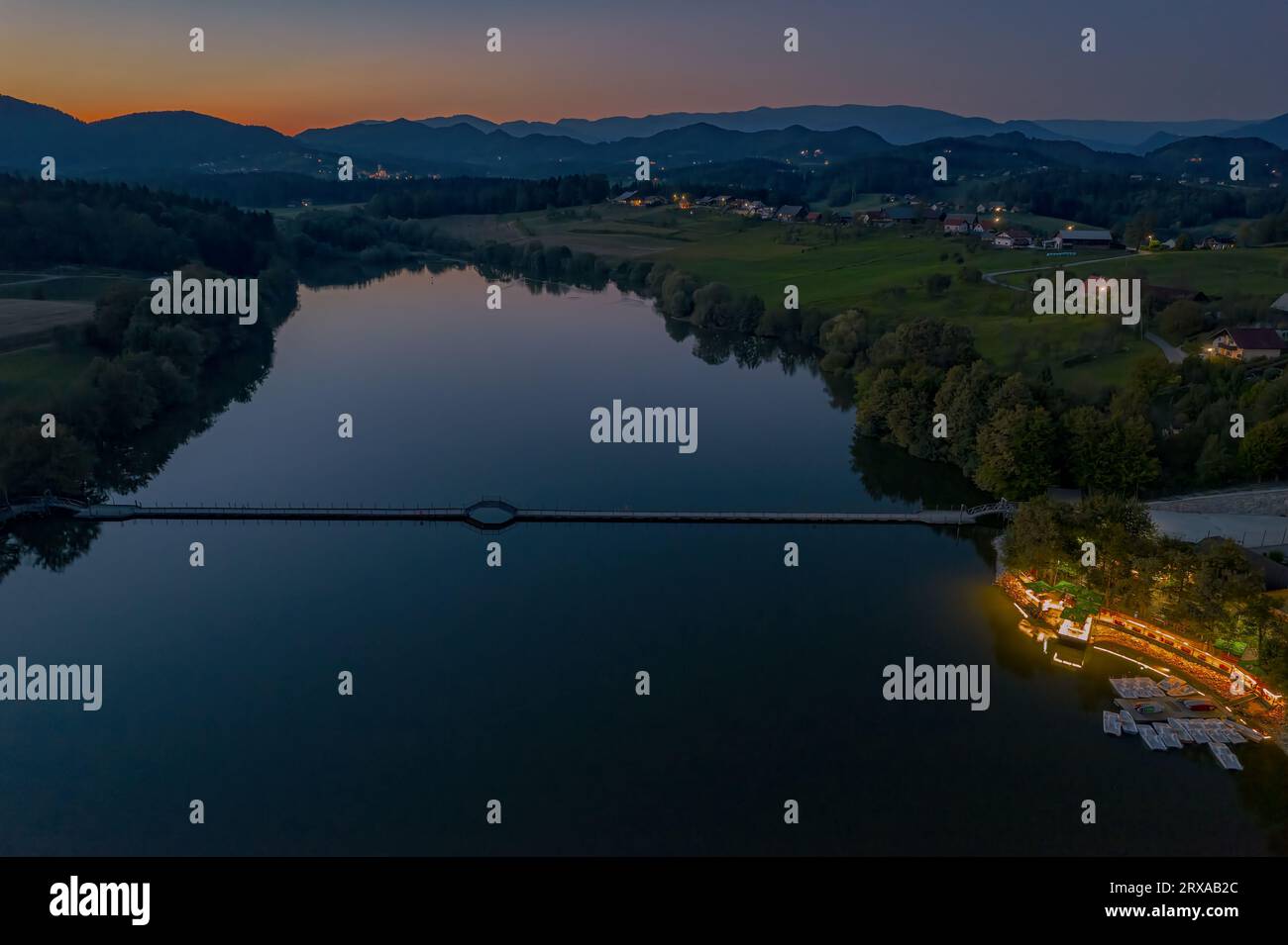 Misty lake with magic reflection Stock Photo - Alamy