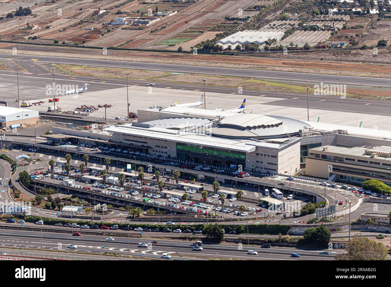 Bird's eye view of Los Rodeos airport (Tenerife island Stock Photo - Alamy