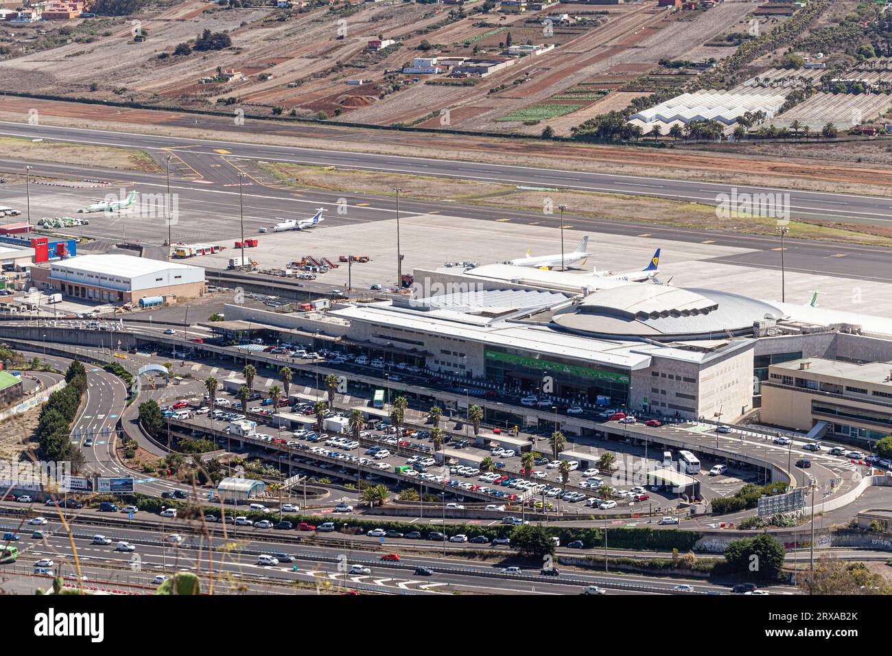 Bird's eye view of Los Rodeos airport (Tenerife island Stock Photo - Alamy
