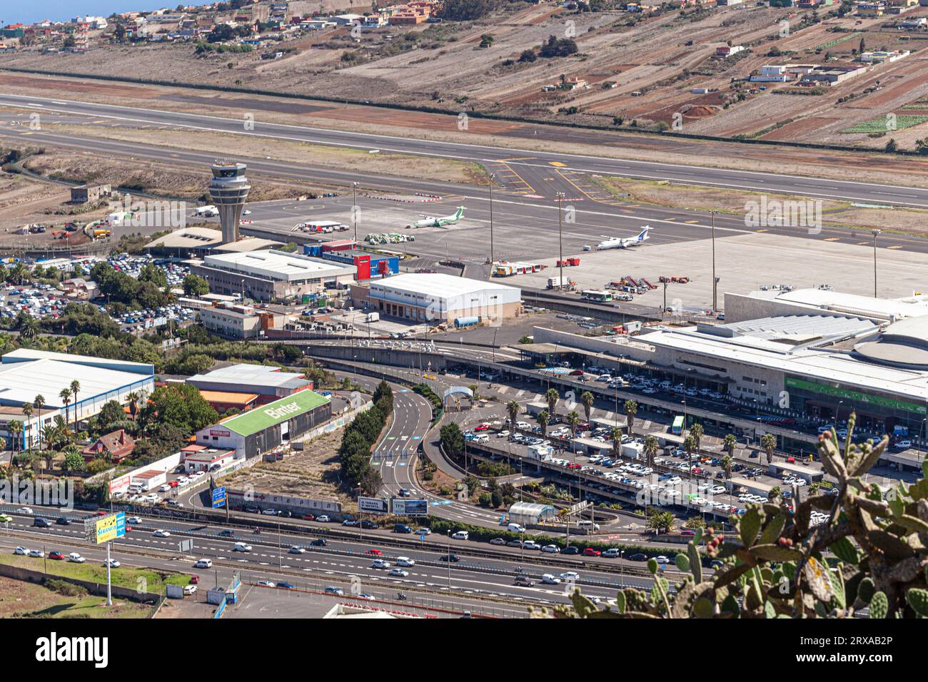 Bird's eye view of Los Rodeos airport (Tenerife island Stock Photo - Alamy