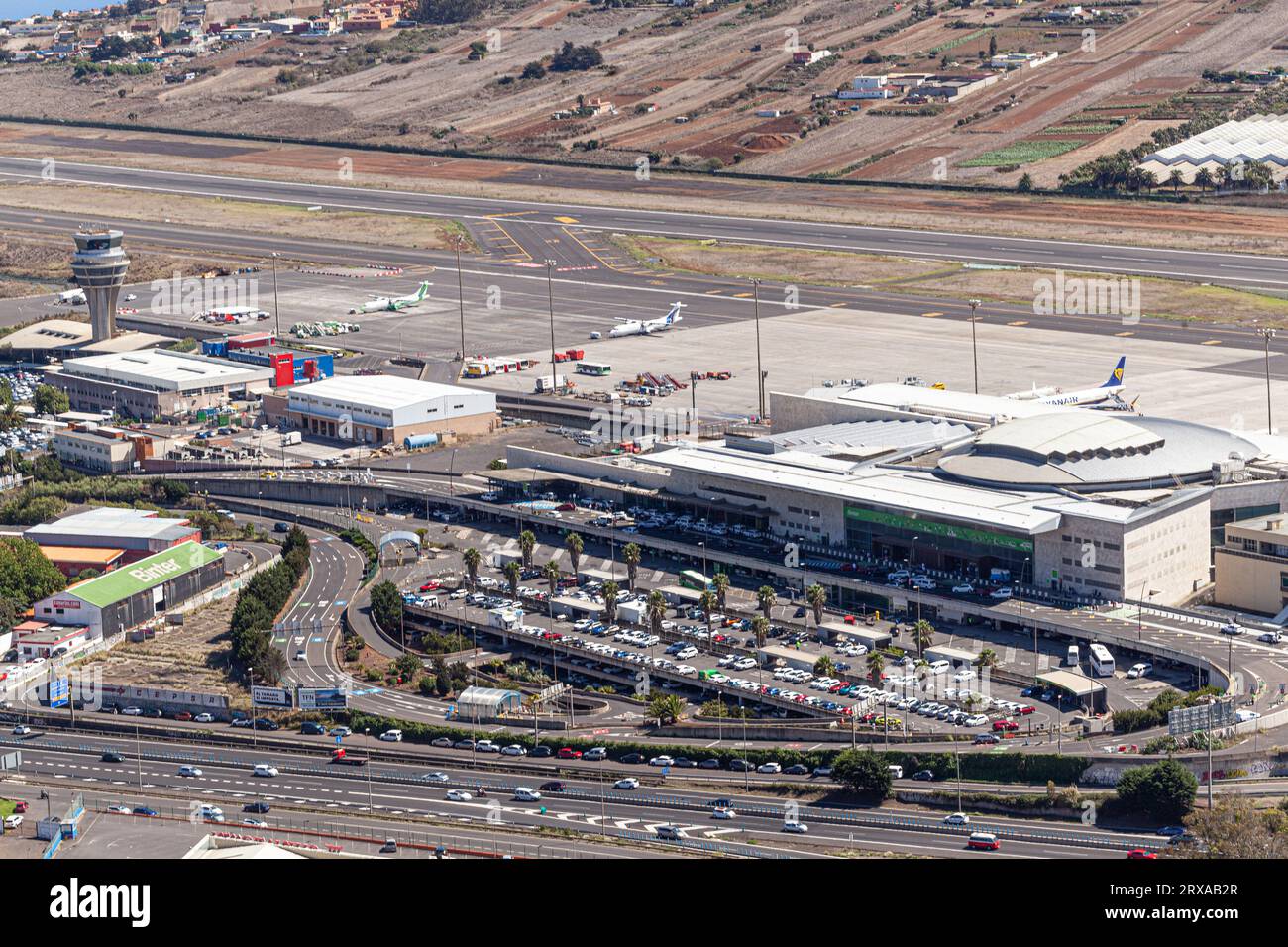 Bird's eye view of Los Rodeos airport (Tenerife island Stock Photo - Alamy