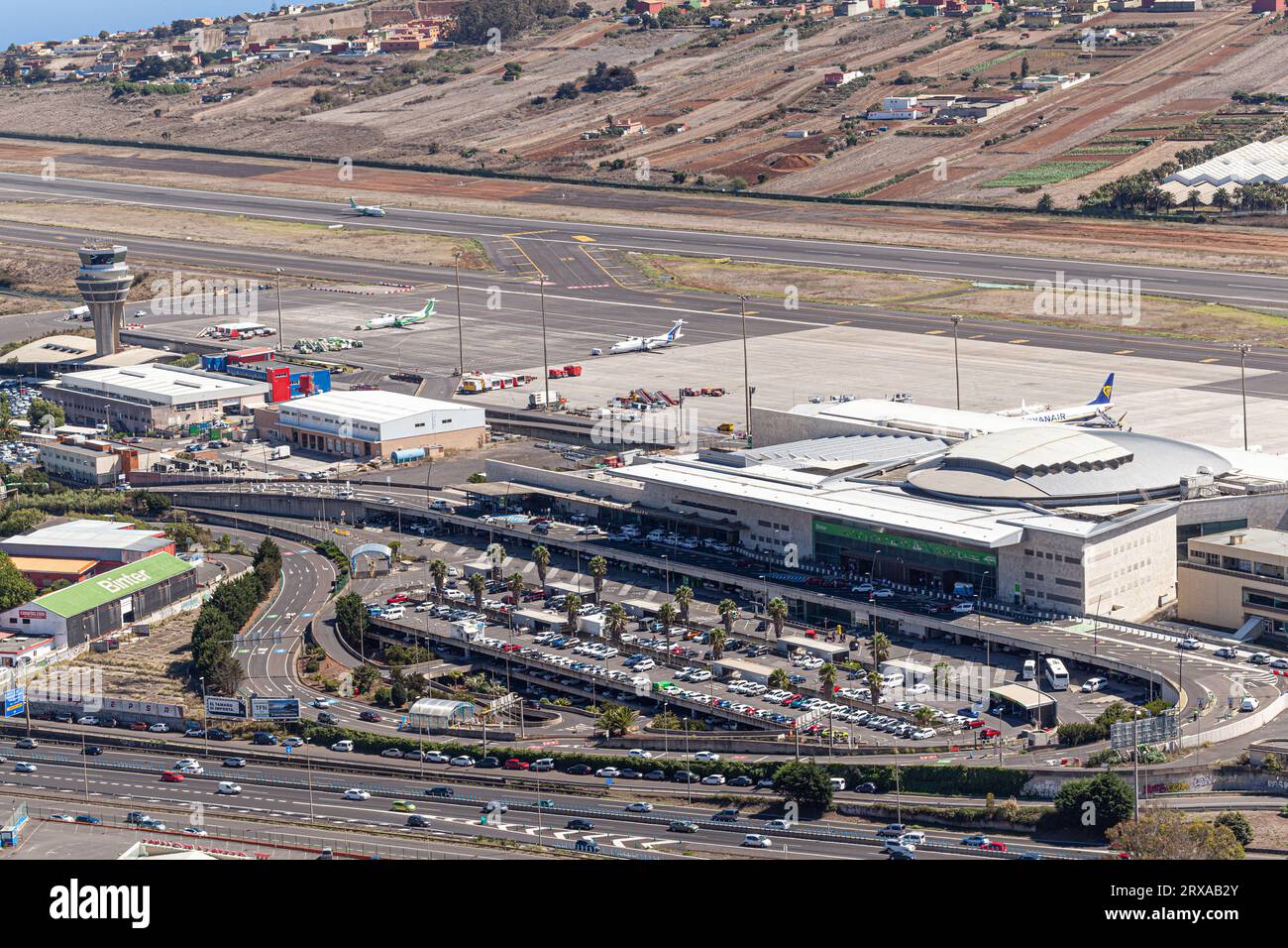 Bird's eye view of Los Rodeos airport (Tenerife island Stock Photo - Alamy
