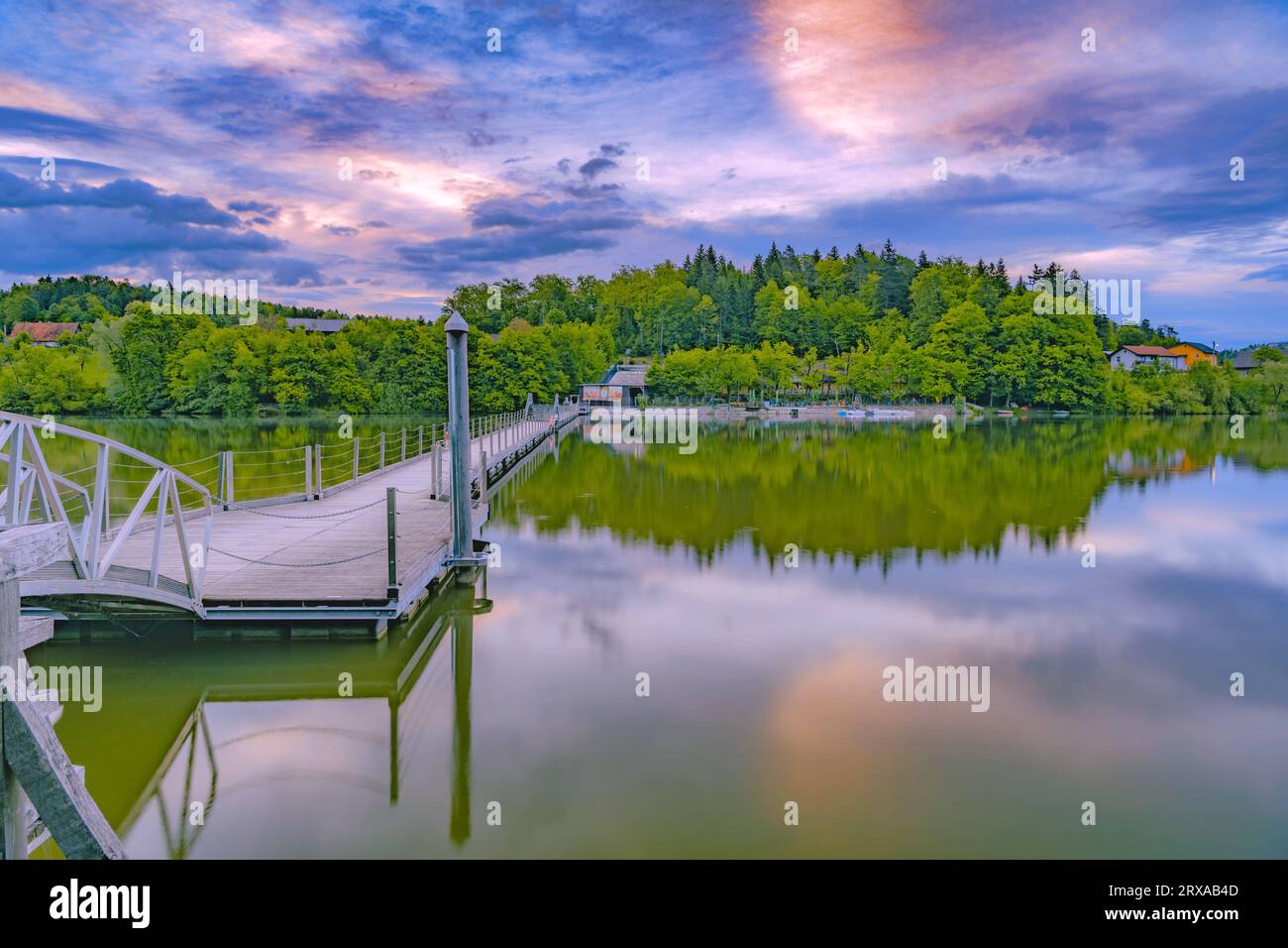 Misty lake with magic reflection Stock Photo - Alamy