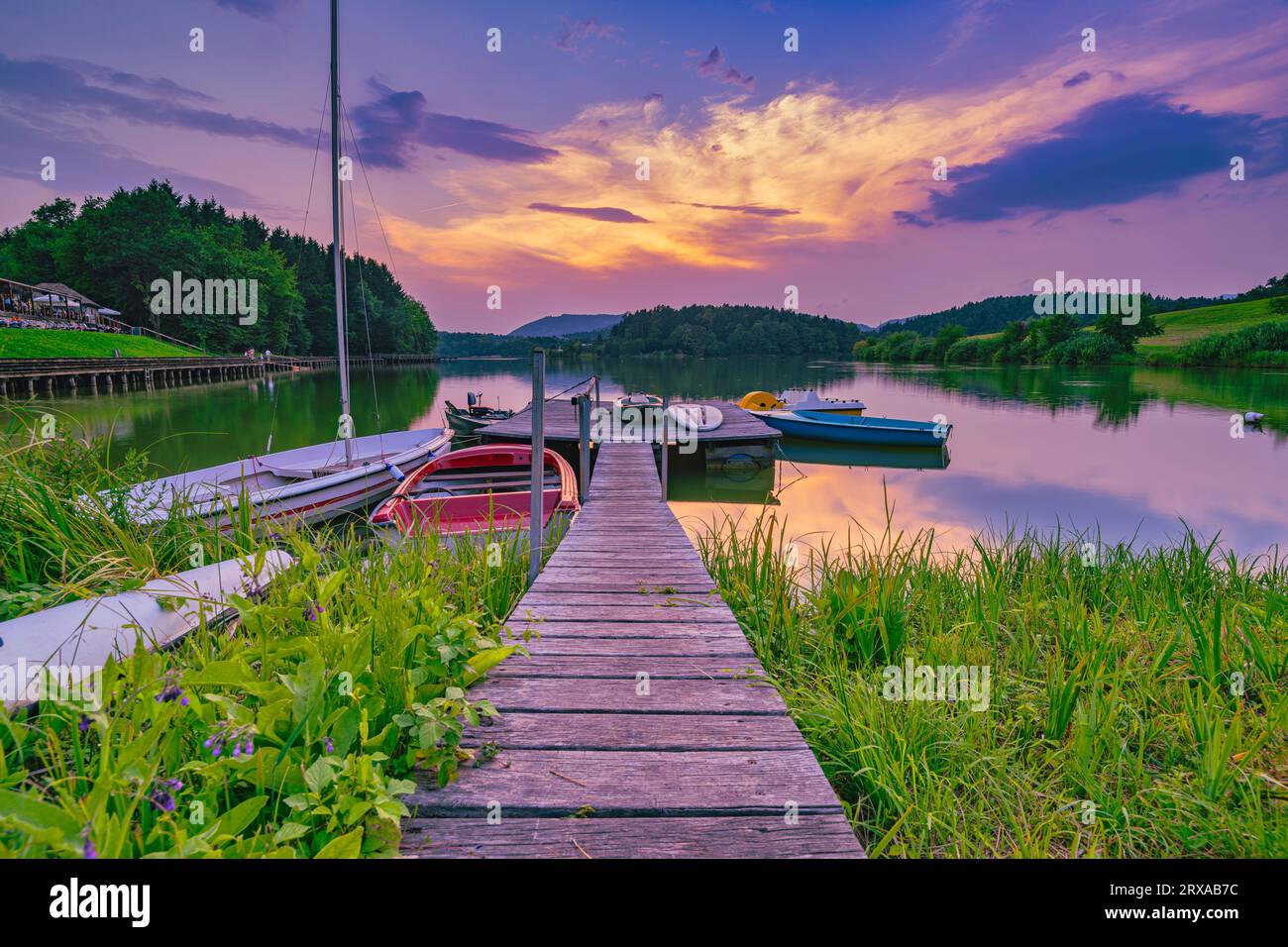Misty lake with magic reflection Stock Photo - Alamy