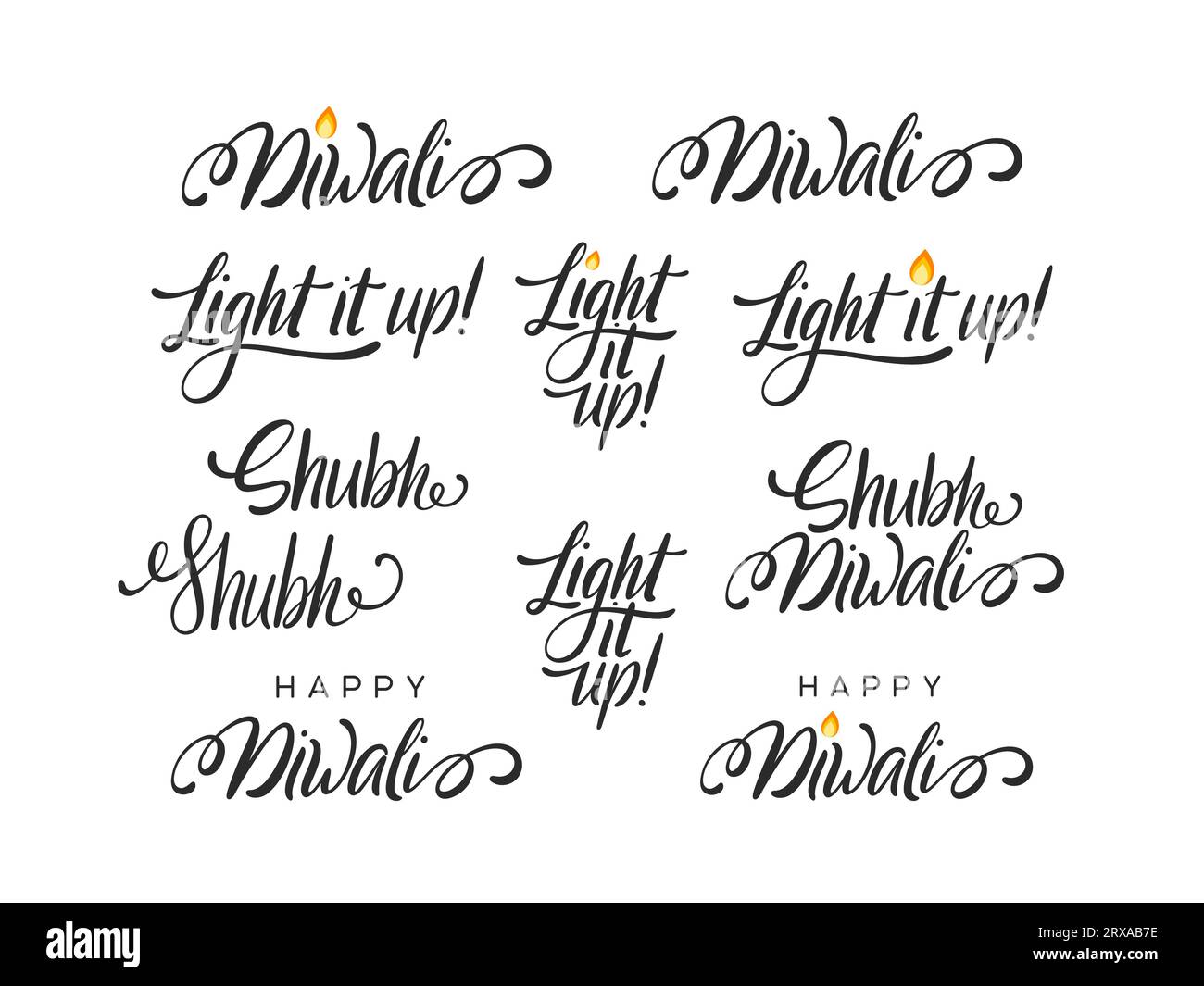 Set of handwritten Diwali lettering Stock Vector Image & Art - Alamy