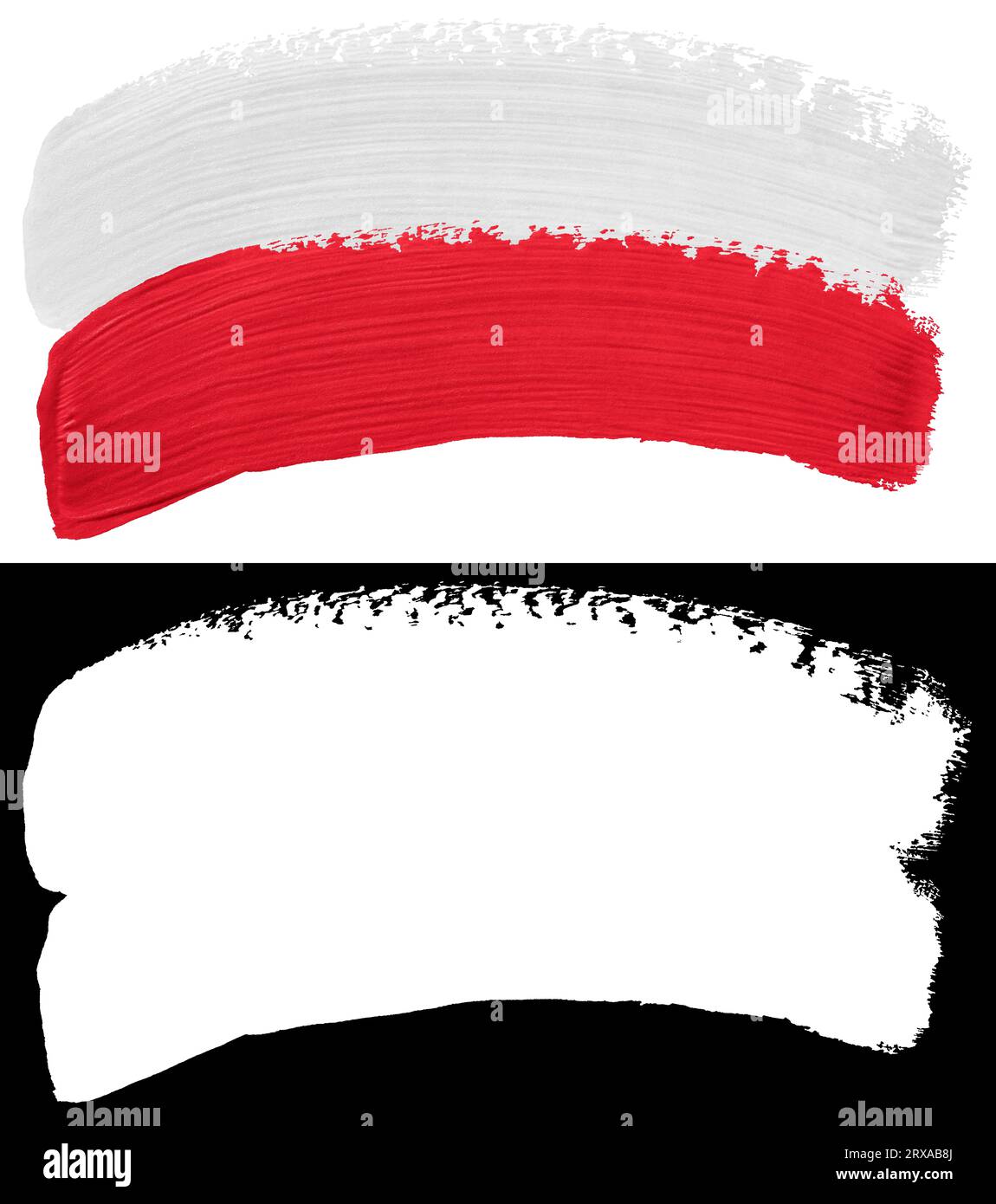 Flag of Poland paint brush stroke texture isolated on white background ...