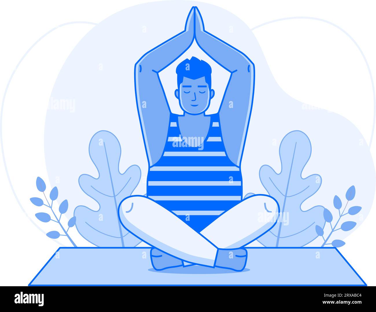 Mental Health Inner Harmony Scene with Yoga Man Stock Vector Image ...