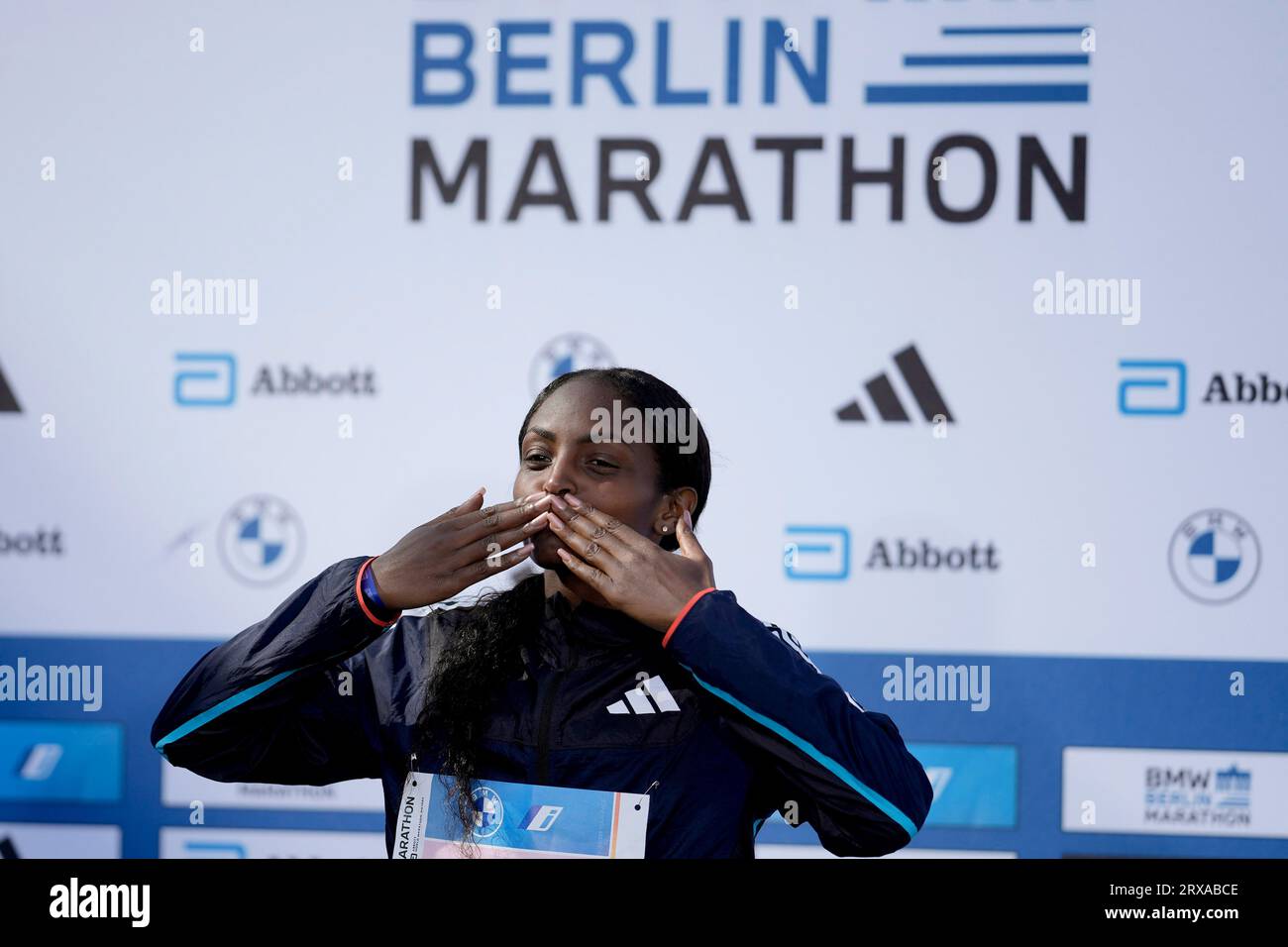 Ethiopia's Tigist Assefa celebrates after winning the women's division ...