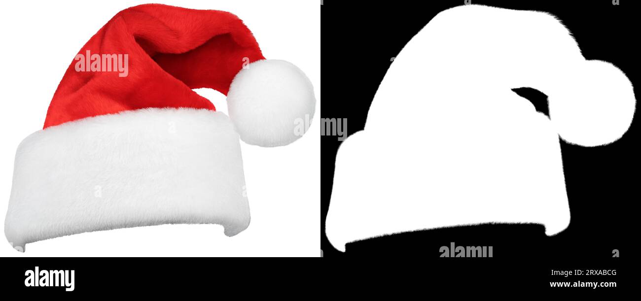 Santa Claus hat or christmas red cap isolated on white background with ...