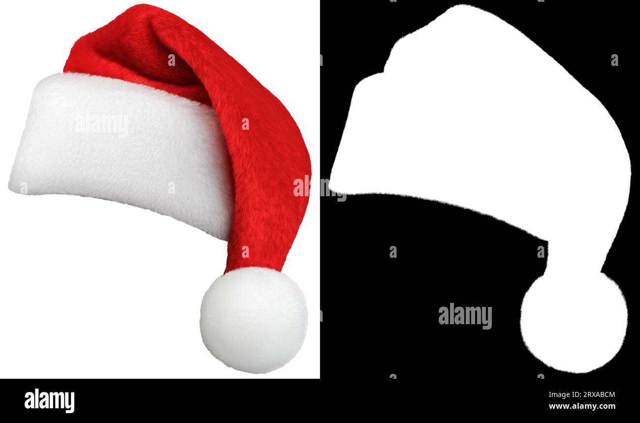 Santa Claus hat or christmas red cap isolated on white background with ...
