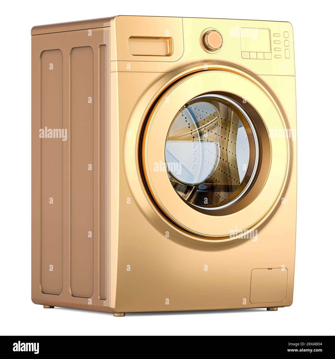 Golden Washing Machine, 3D rendering isolated on white background Stock ...