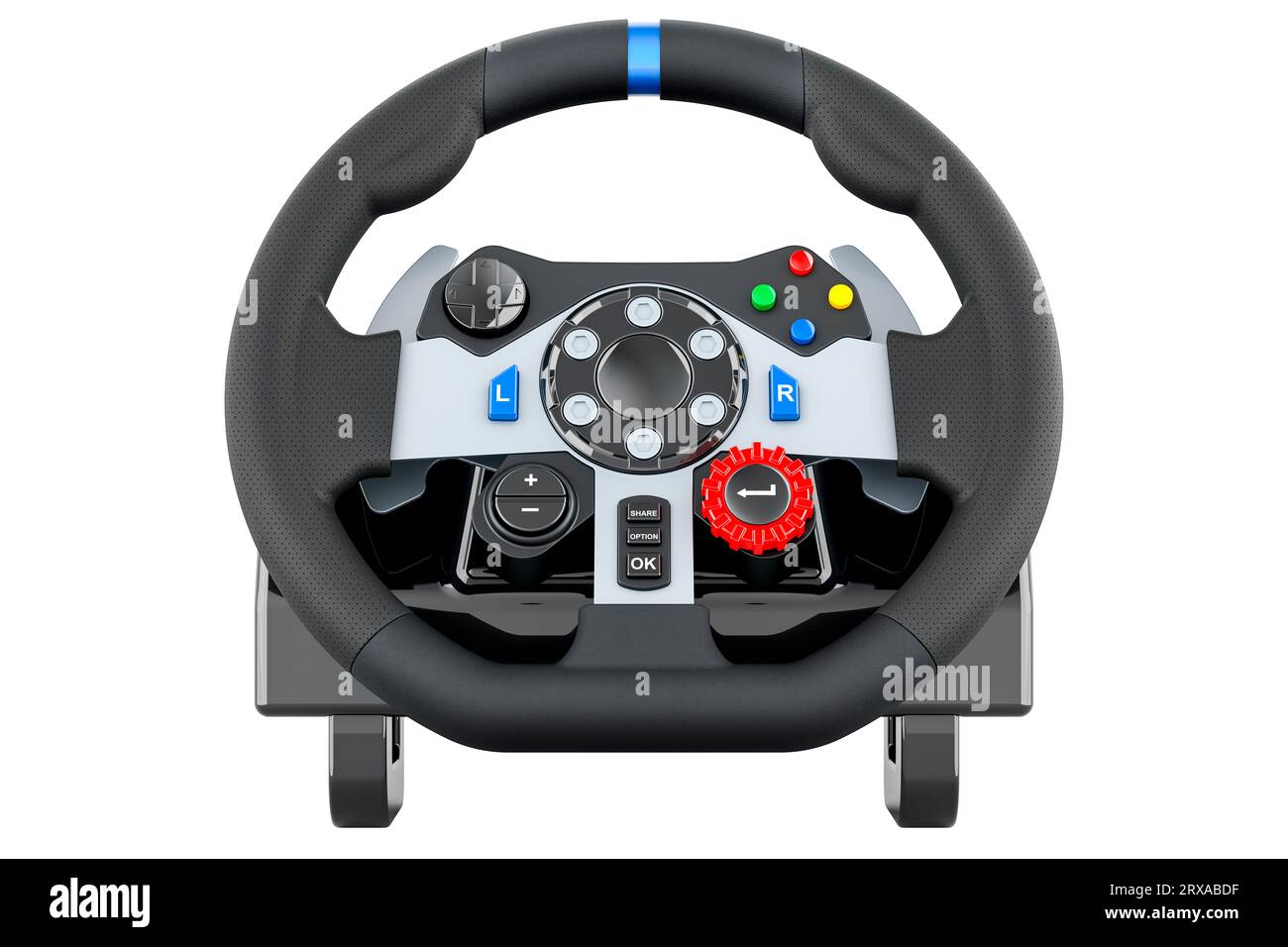 Gaming steering wheel, racing wheel. 3D rendering isolated on white ...
