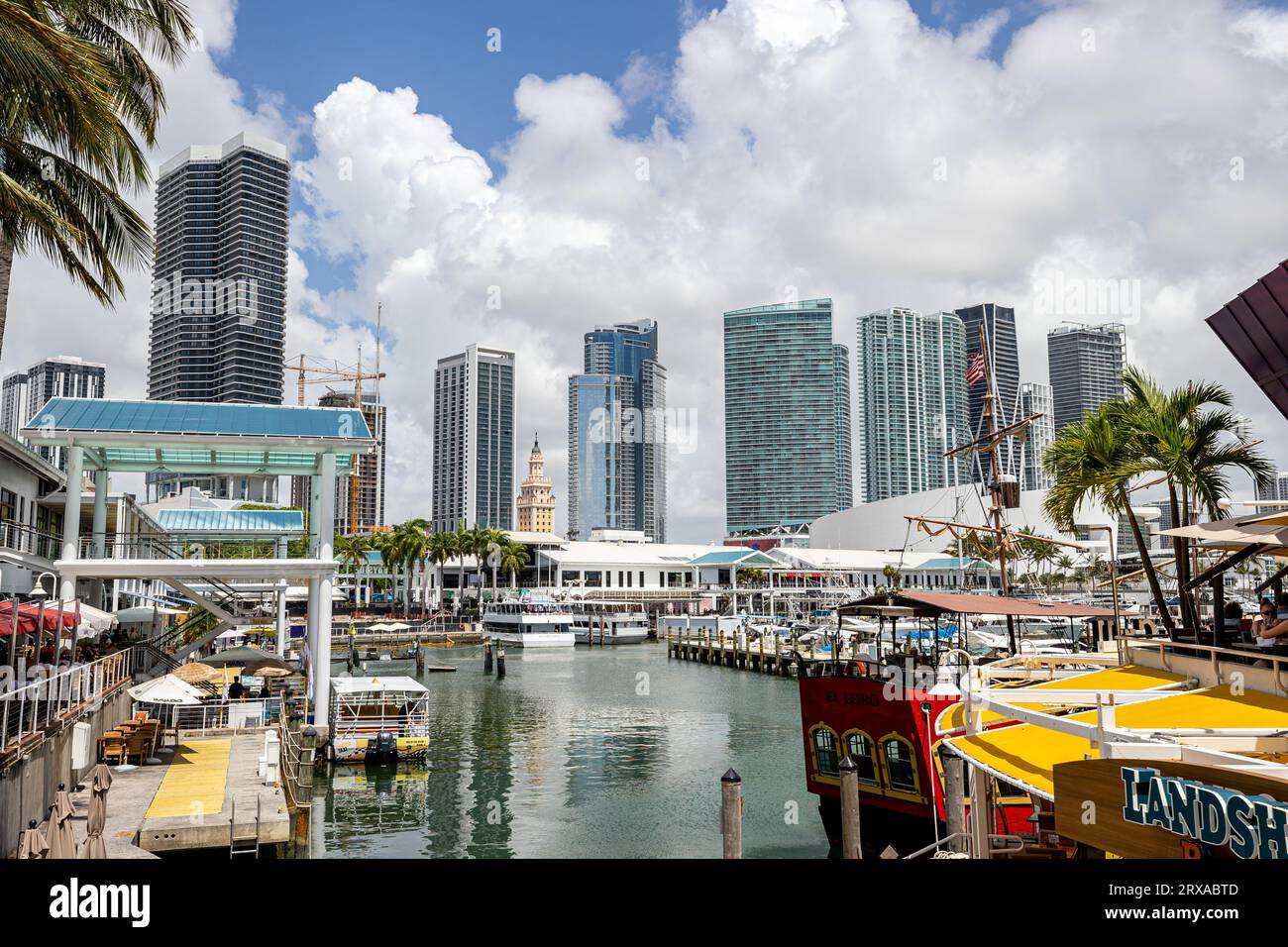 USA, Florida, Miami, Down Town, View of Skyscrapers from Bayside Stock ...
