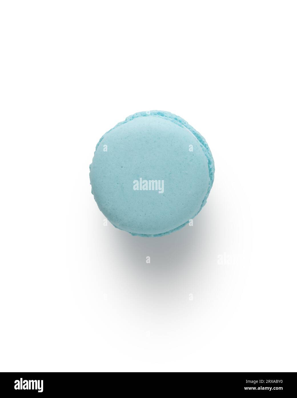 Blue french macaron top view isolated on white background with shadow ...