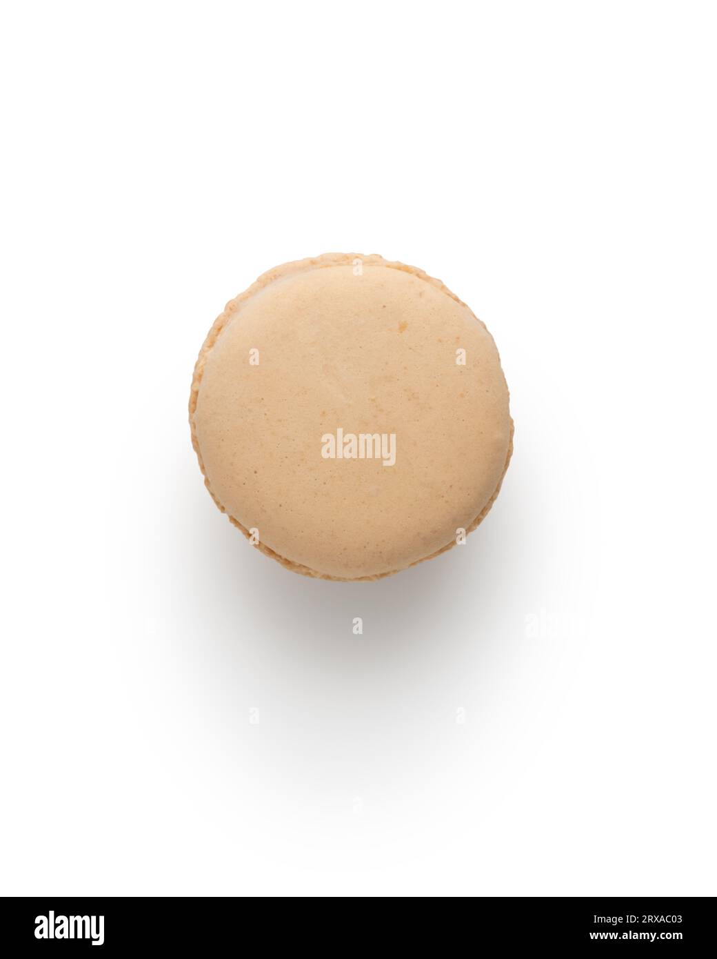 Beige french macaron top view isolated on white background with shadow ...
