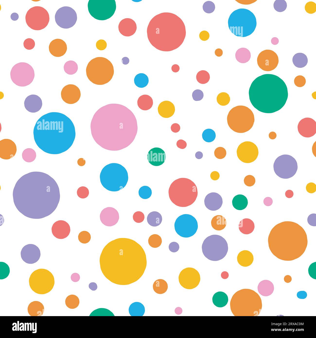 Abstract colorful random polka dot circles seamless pattern on white ...
