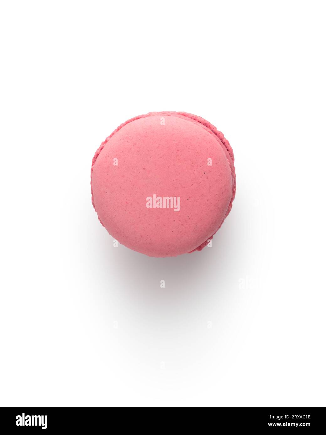 Pink french macaron top view isolated on white background with shadow ...