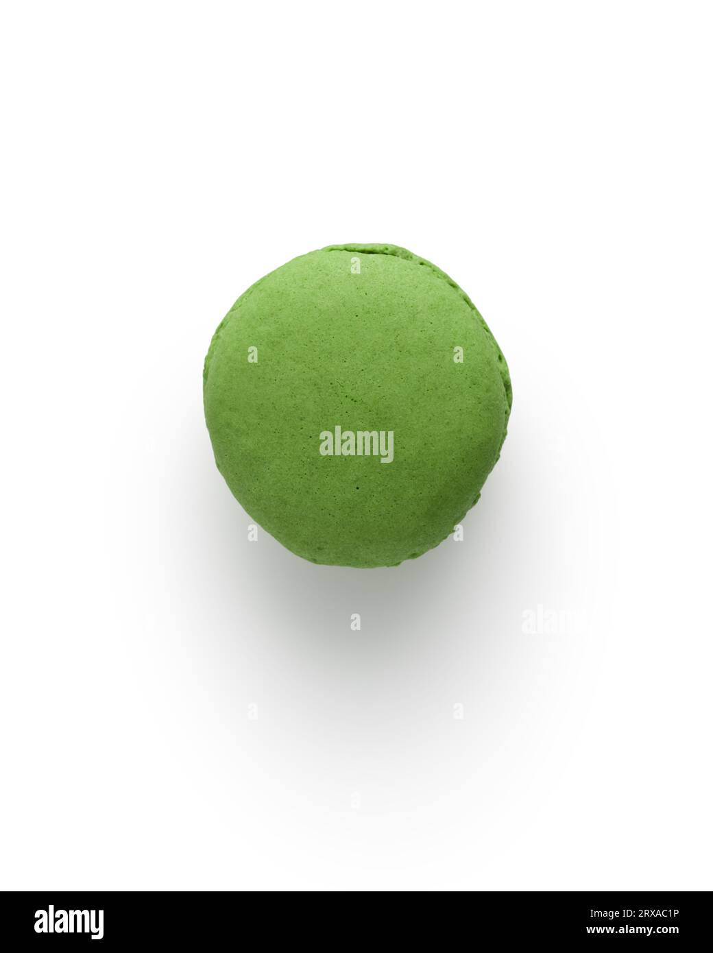 Green french macaron top view isolated on white background with shadow ...
