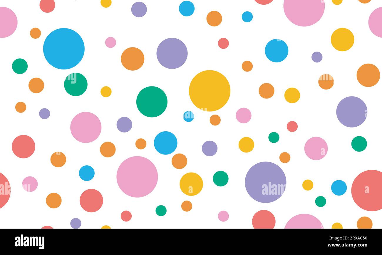 Abstract colorful random polka dot circles seamless pattern on white ...