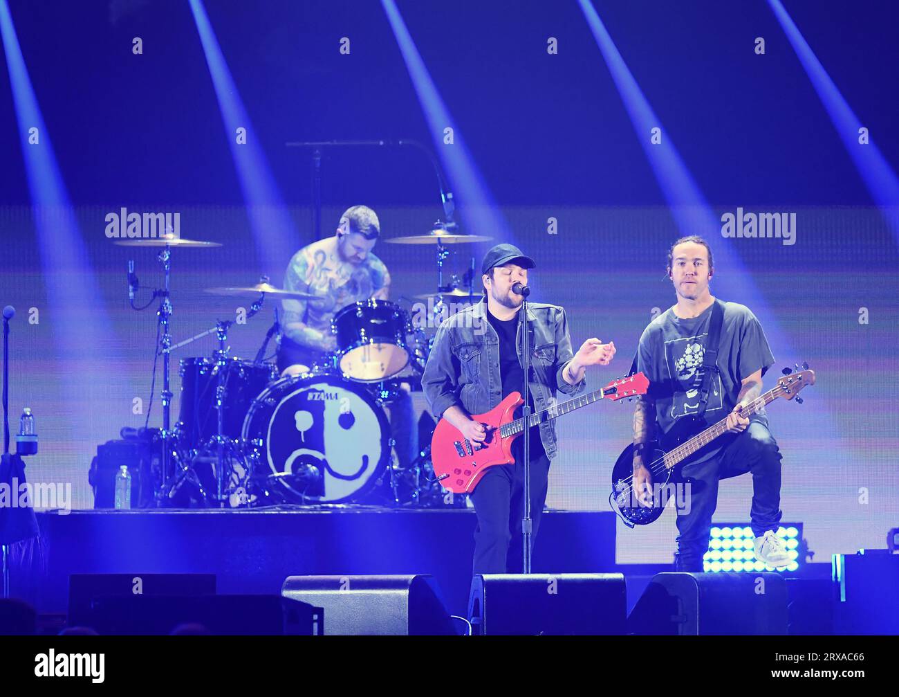 Las Vegas, USA. 23rd Sep, 2023. Andy Hurley, Patrick Stump, and Pete ...