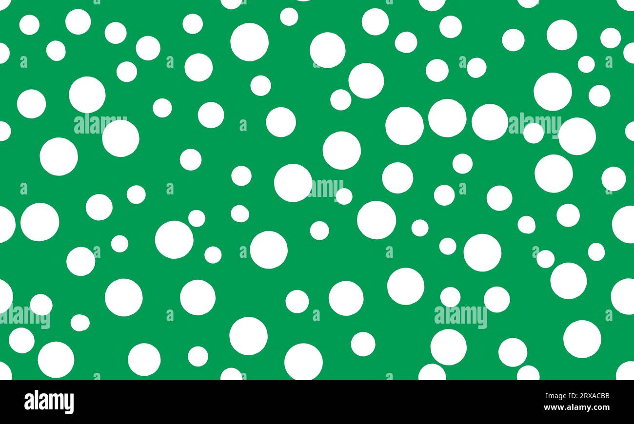 Abstract white random polka dot circles seamless pattern on green background Stock Vector Image ...
