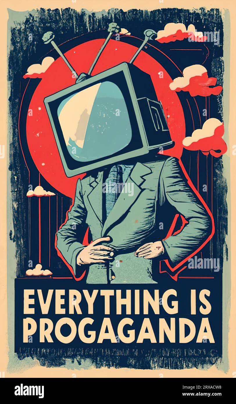 Vintage Propaganda Poster with 'EVERYTHING IS PROPAGANDA' - Retro TV ...