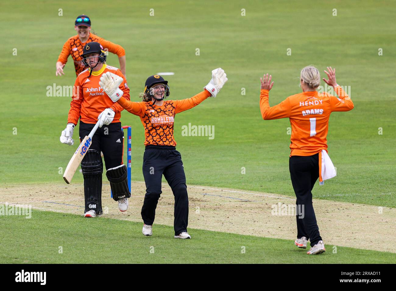 Southern Vipers' Georgia Adams (right) celebrates after dismissing The ...