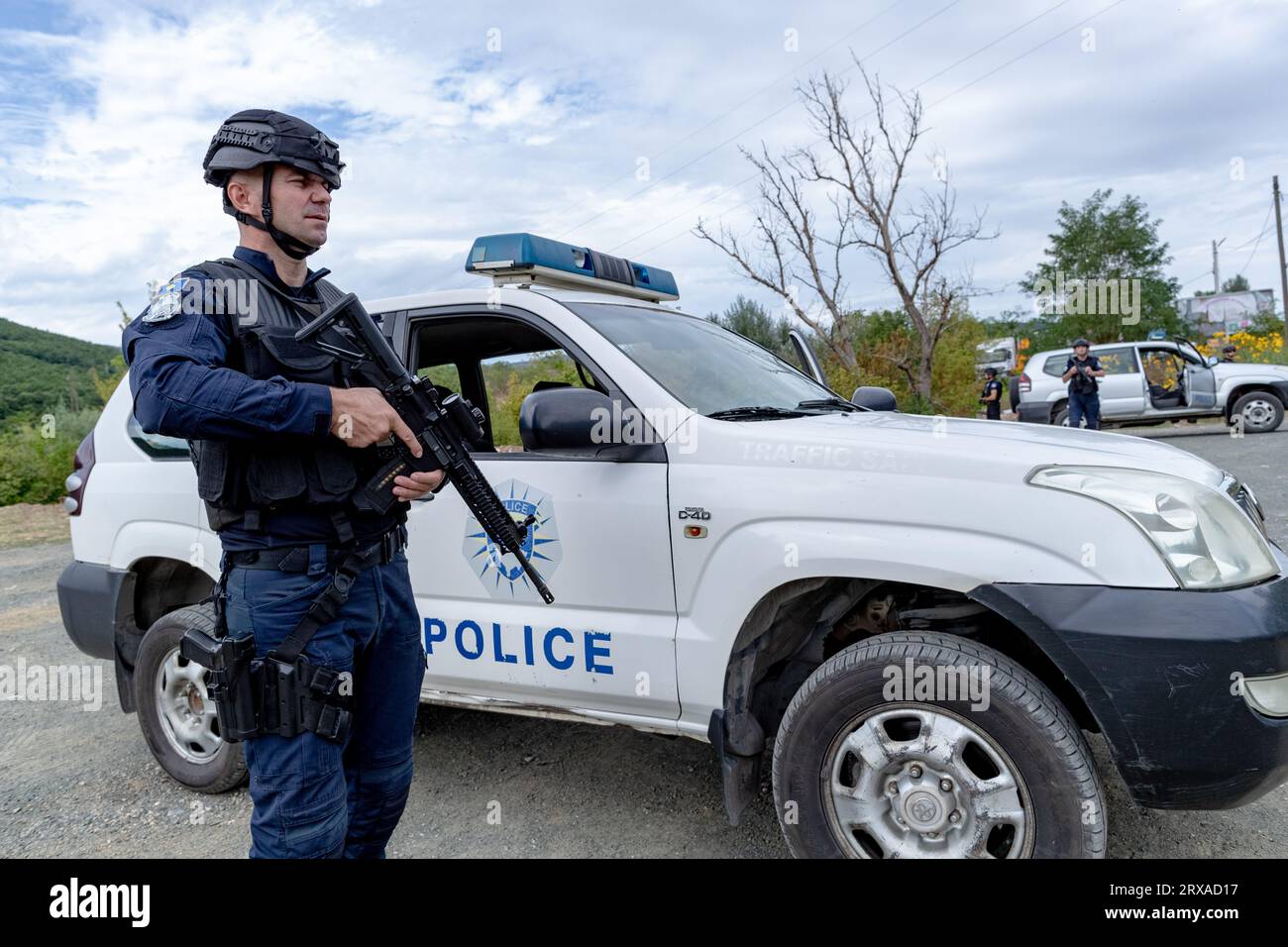 Mitrovica, Republic Of Kosova. 24th Sep, 2023. Kosovo Police Monitor ...