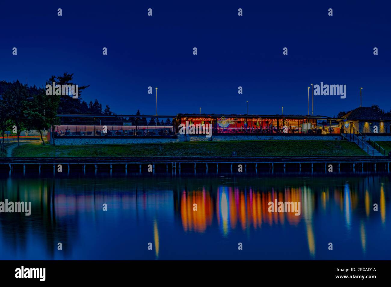 Misty lake with magic reflection Stock Photo - Alamy